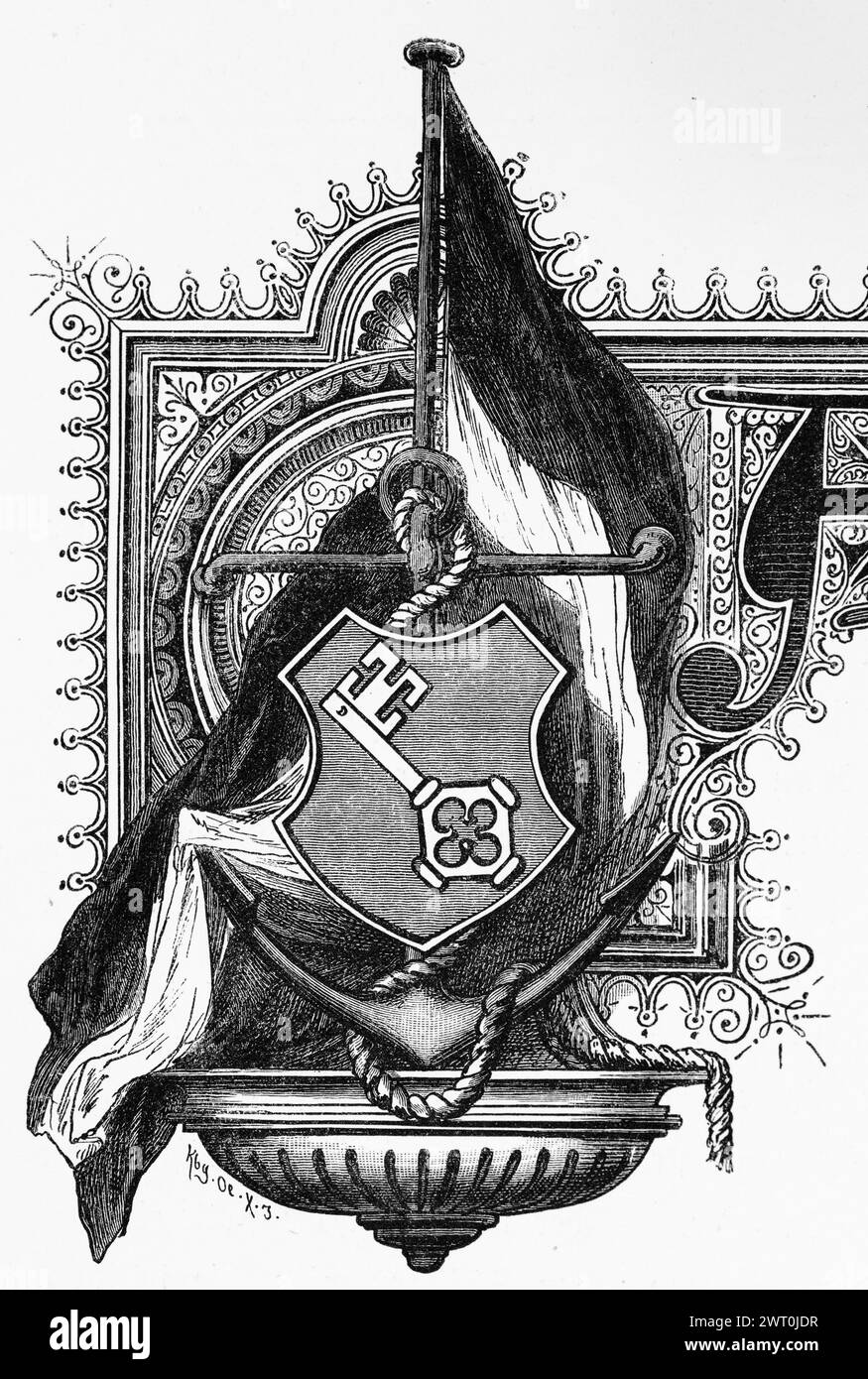 Bremen, symbol, emblem, flag, key, ornamentation, dew, Germany ...