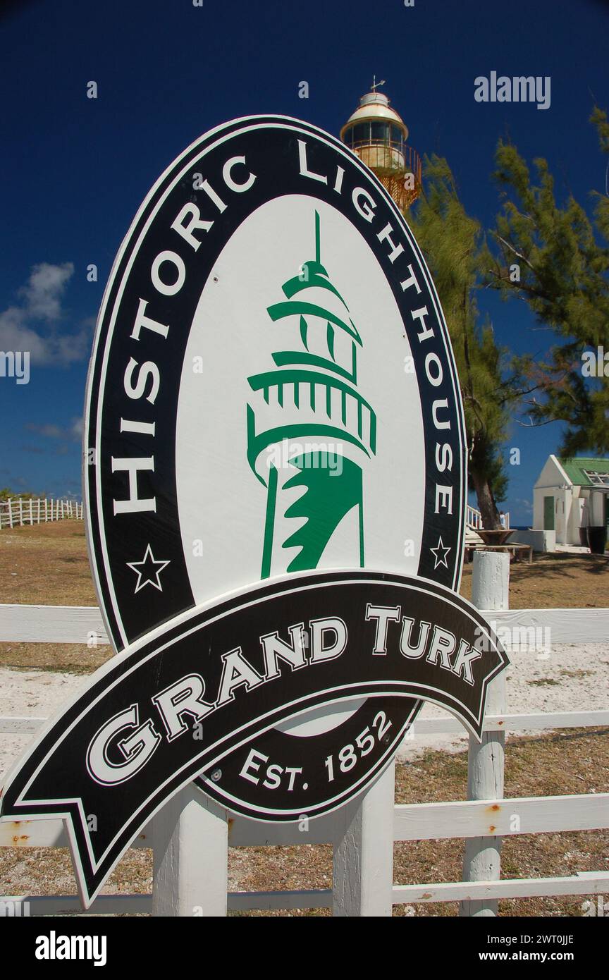 A historic Bahamian lighthouse stands tall on Grand Turk Island ...