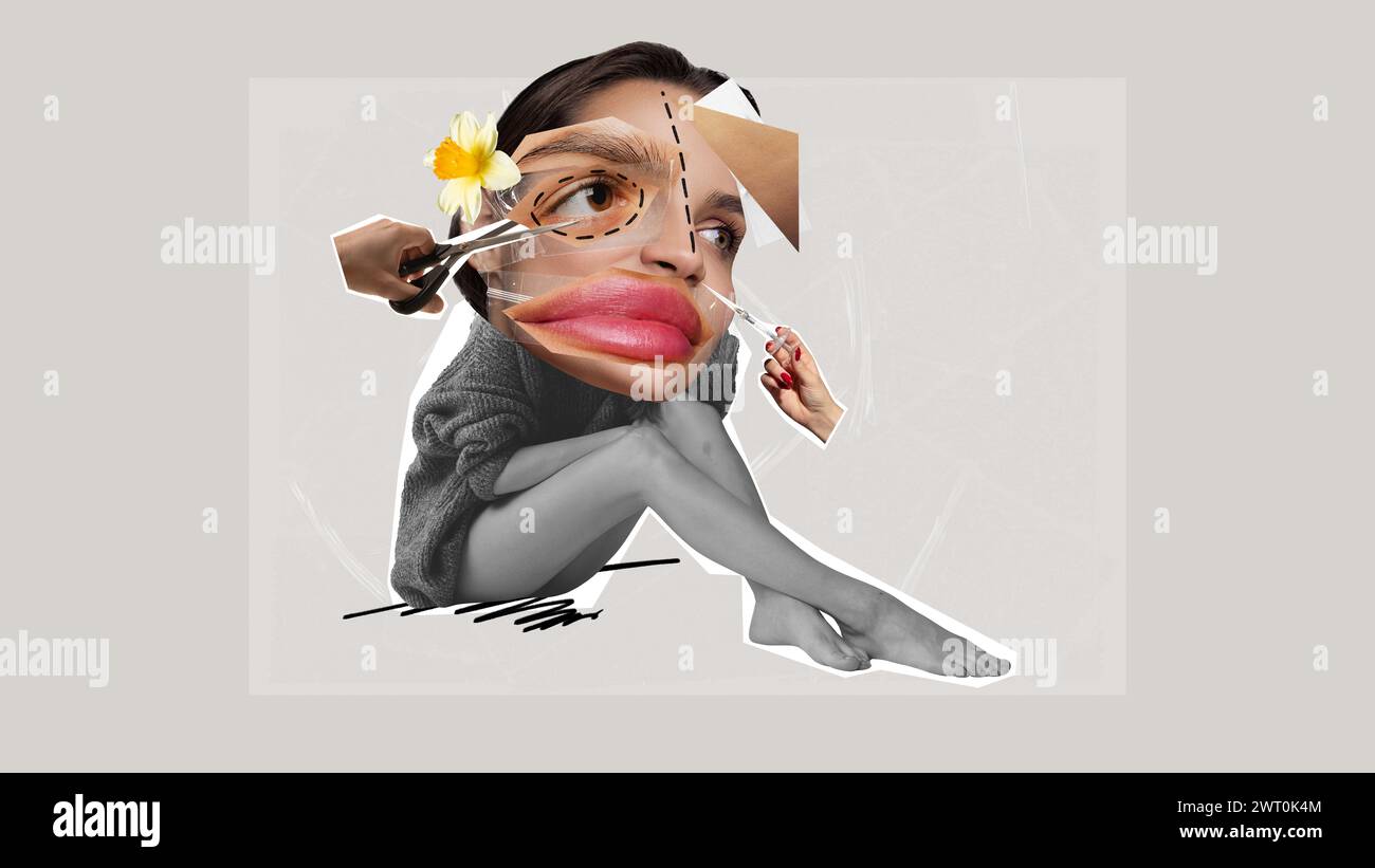 Young girl doing facial plastic surgery and cosmological injections for ...
