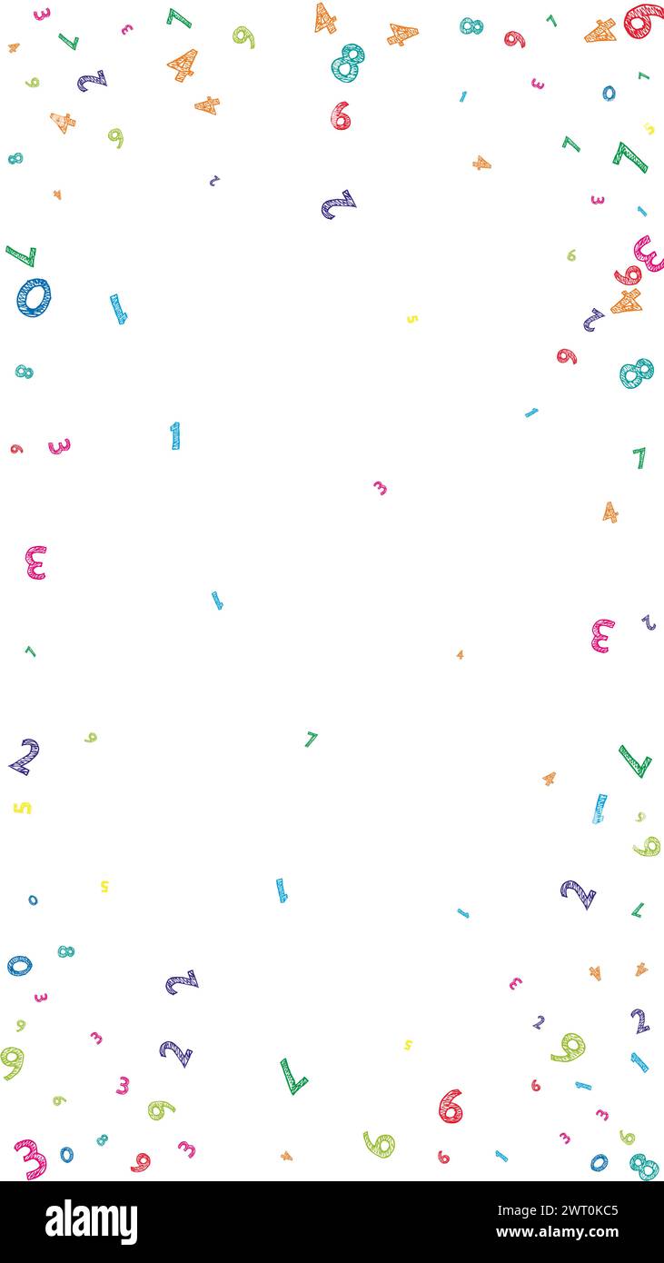 Falling colorful messy numbers. Math study concept with flying digits ...