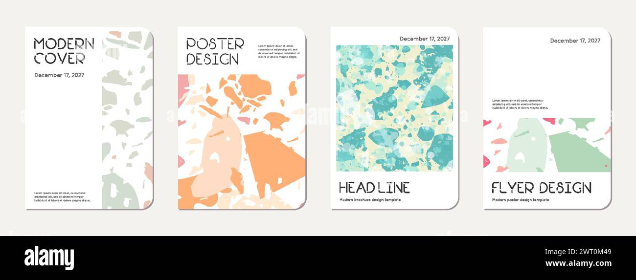 Notepad cover design. Terrazzo abstract background made of natural ...