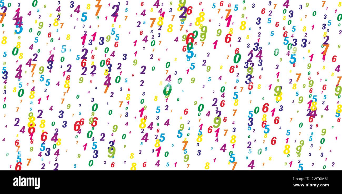 Falling colorful numbers. Math study concept with flying digits. Back ...