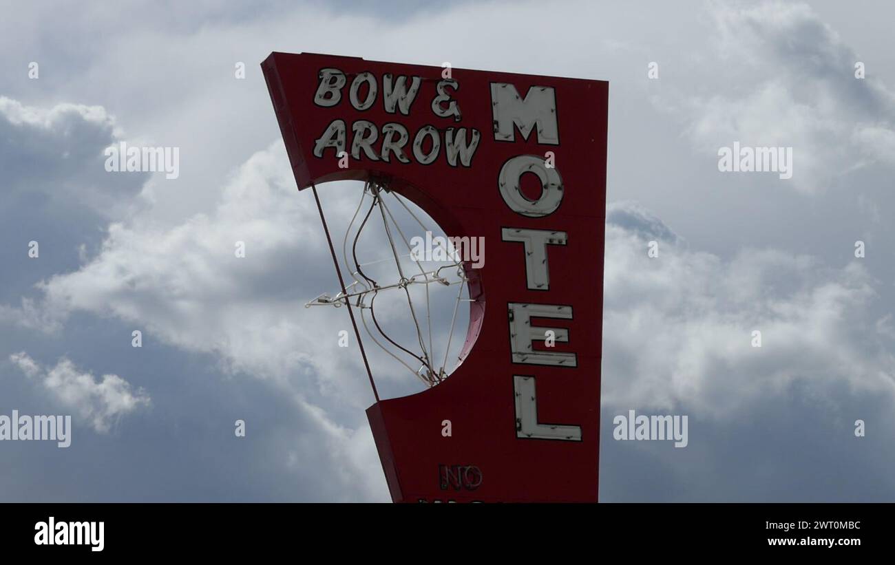 Las Vegas, Nevada, USA 7th March 2024 Bow & Arrow Motel Sign in ...