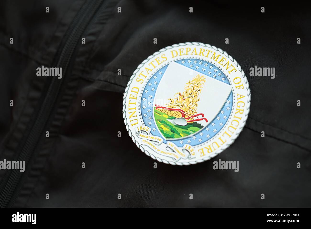 KYIV, UKRAINE - MARCH 9, 2024 US Department of Agriculture seal on ...