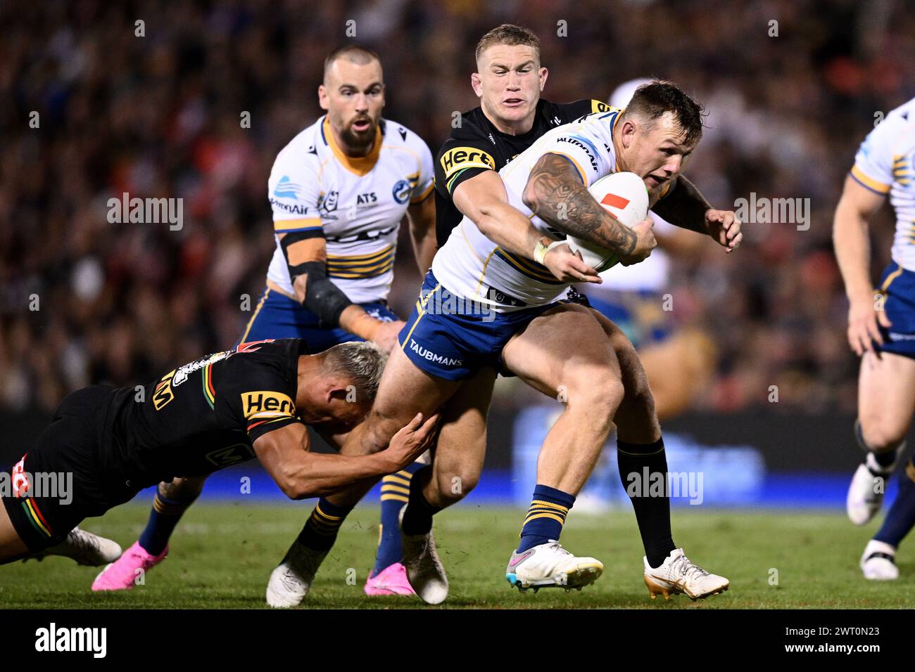 Sydney, Australia. 15th Mar, 2024. J'maine Hopgood of the Eels is ...
