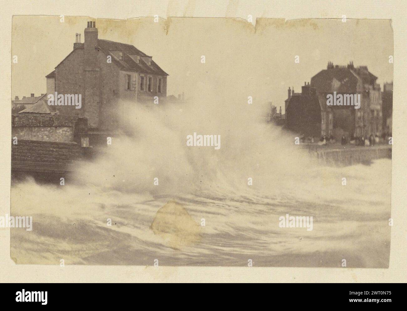 Eastbourne. Unknown, photographer 1869 A massive wave hitting a sea ...