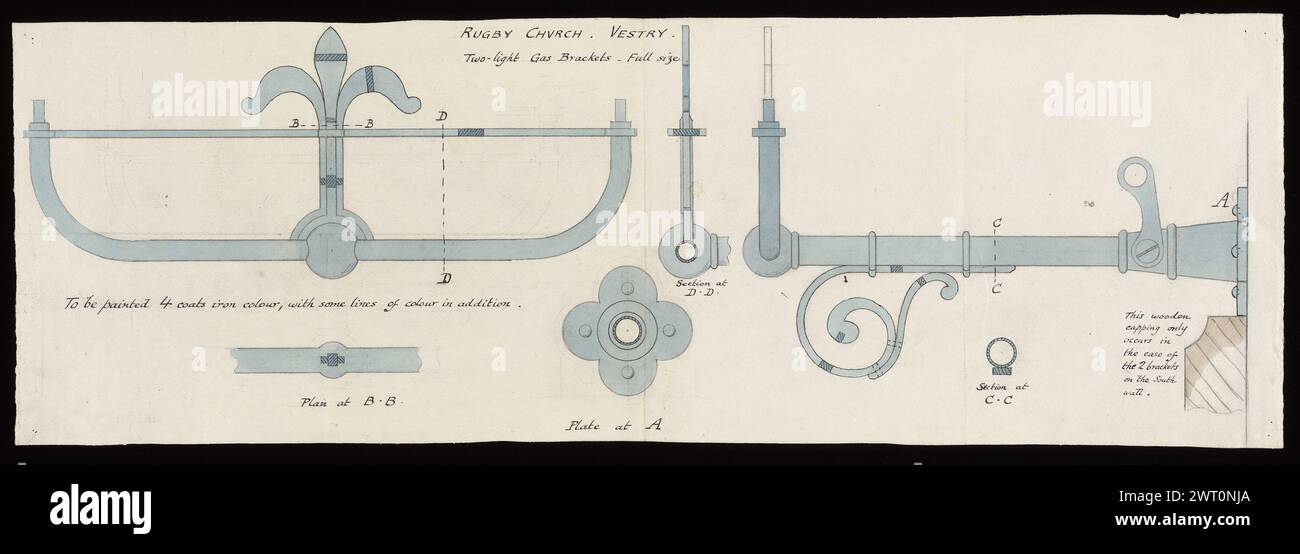 Rugby, St. Andrew's Church, circa 1870-1879: Vases, light bracket ...