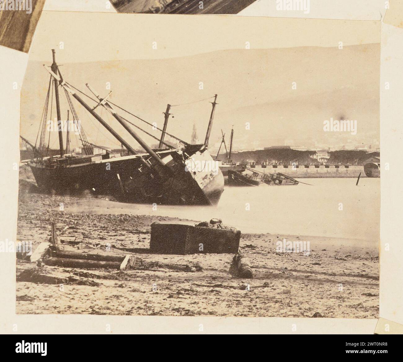 Harbor View with Stranded Boats and Ships. Unknown, photographer about ...