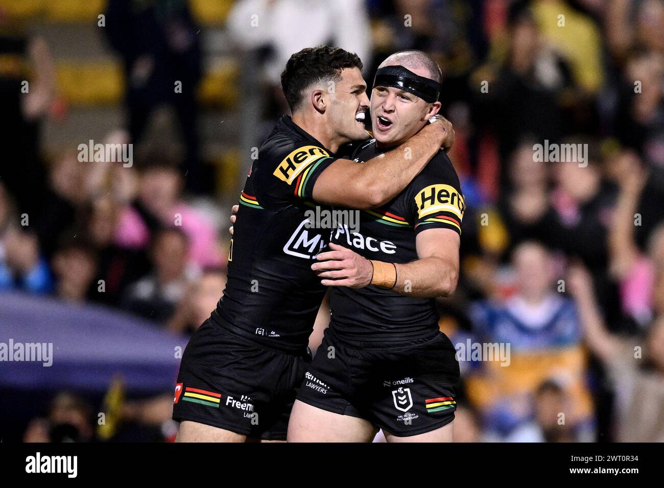 Sydney, Australia. 15th Mar, 2024. Dylan Edwards of the Panthers (right ...