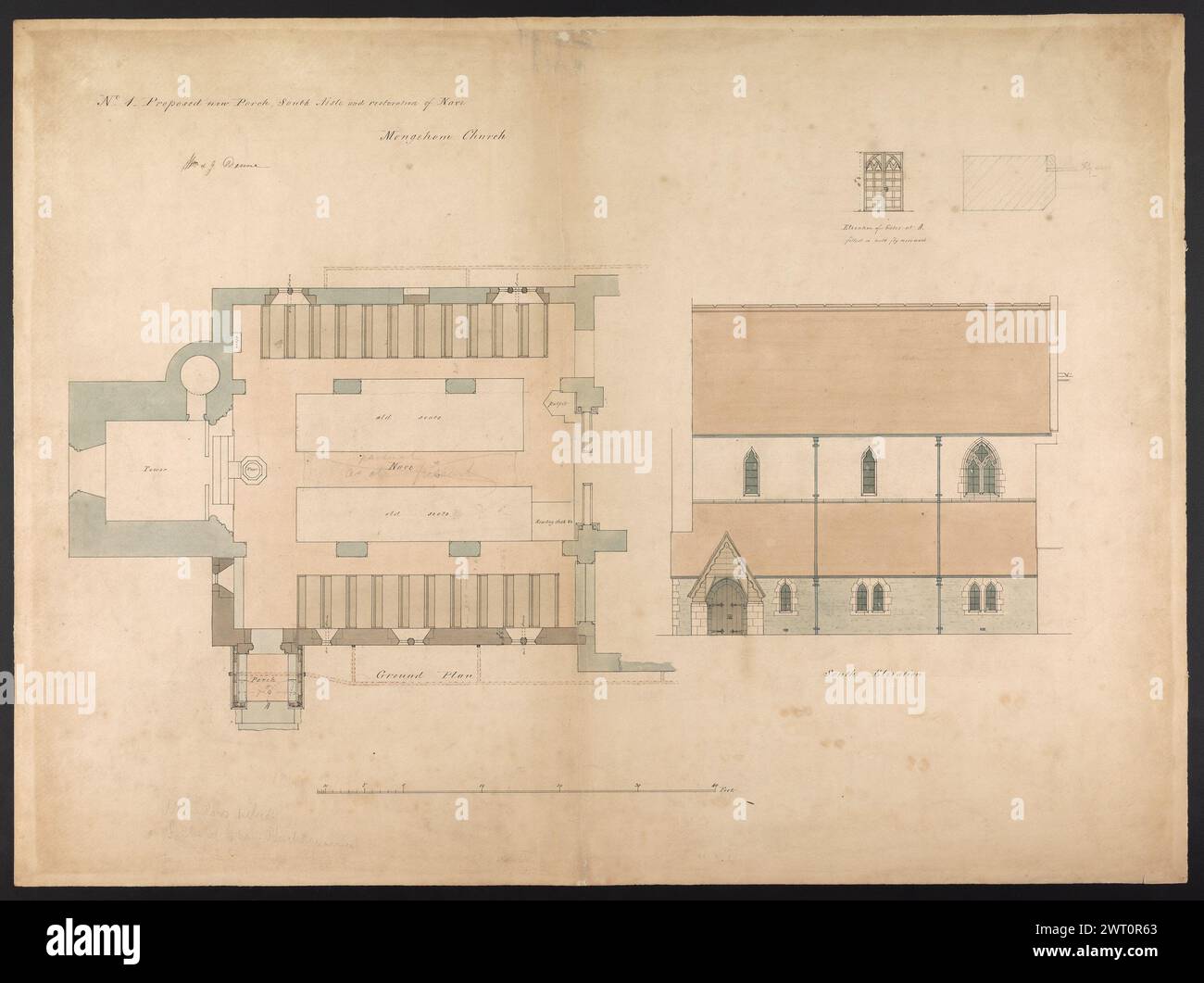 Great Mongeham Church Kent, circa 1844. Butterfield, William circa 1844 ...