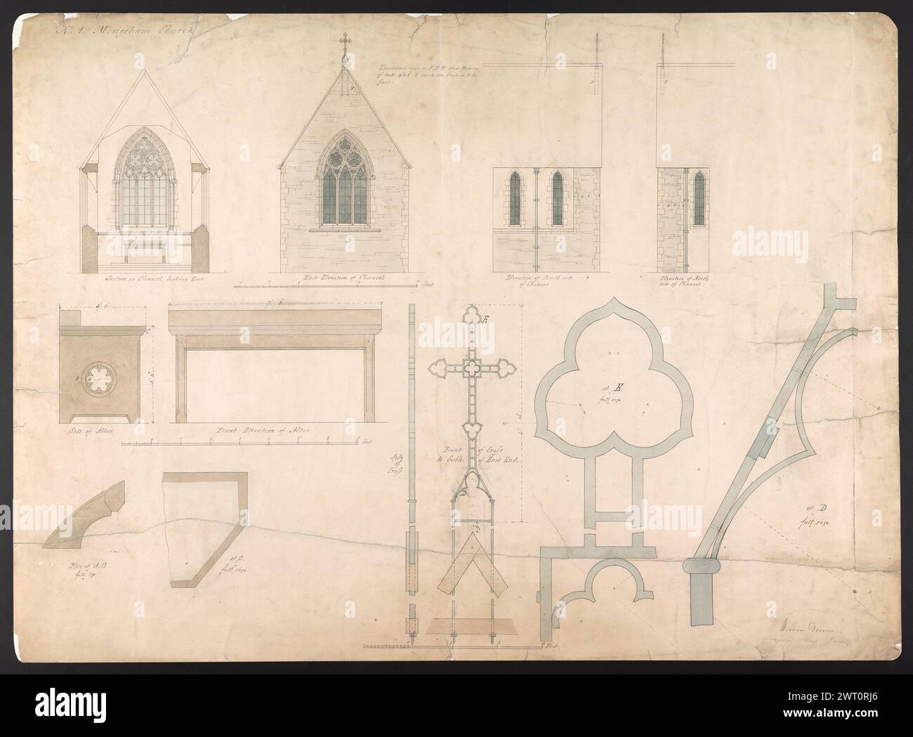 Great Mongeham Church Kent, circa 1844. Butterfield, William circa 1844 ...