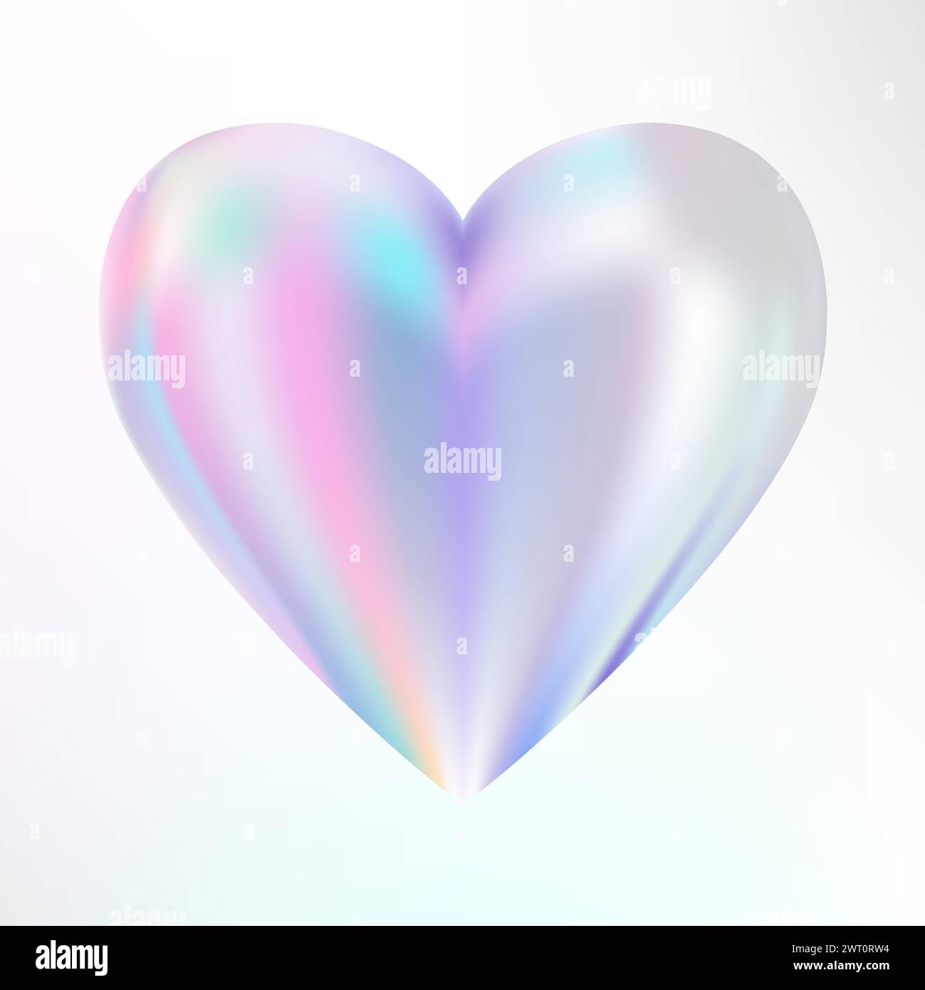 Holographic mother-of-pearl heart. Opal heart shape. Magic love ...