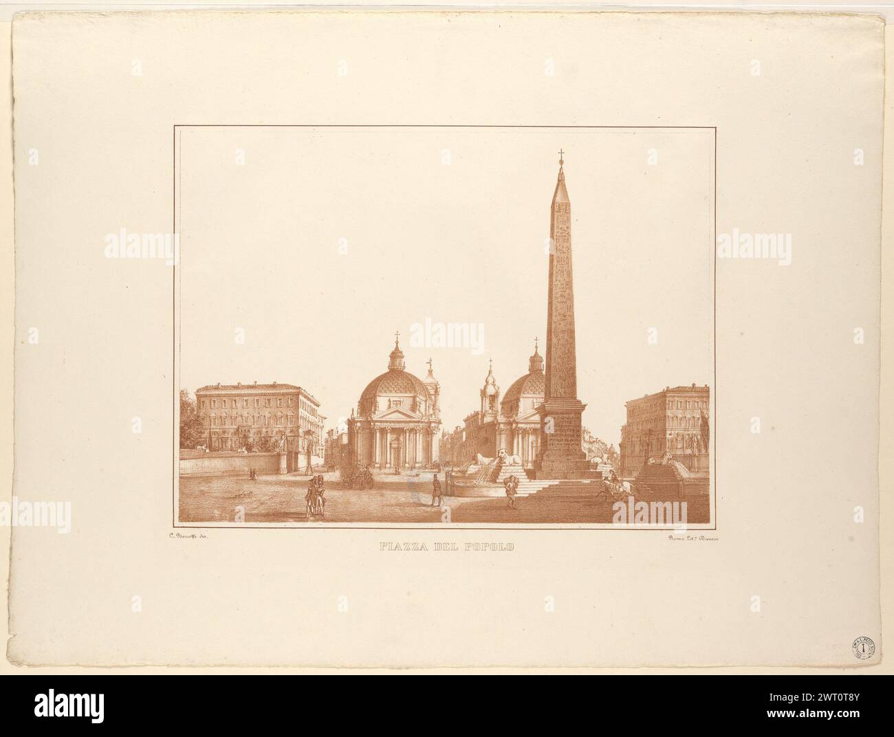 Piazza del Popolo from Views of Rome, circa 1850. Danesi. [ca. 1850 ...