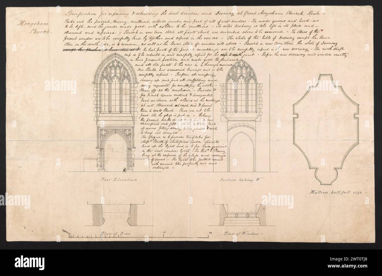 Great Mongeham Church Kent, circa 1844. Butterfield, William circa 1844 ...