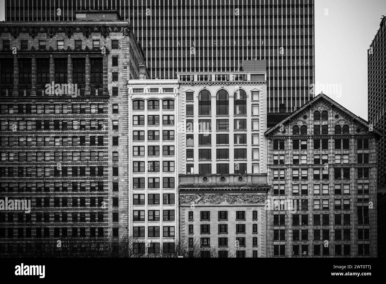 Nineteenth-century buildings on Michigan Avenue, in Chicago, Ill Stock ...