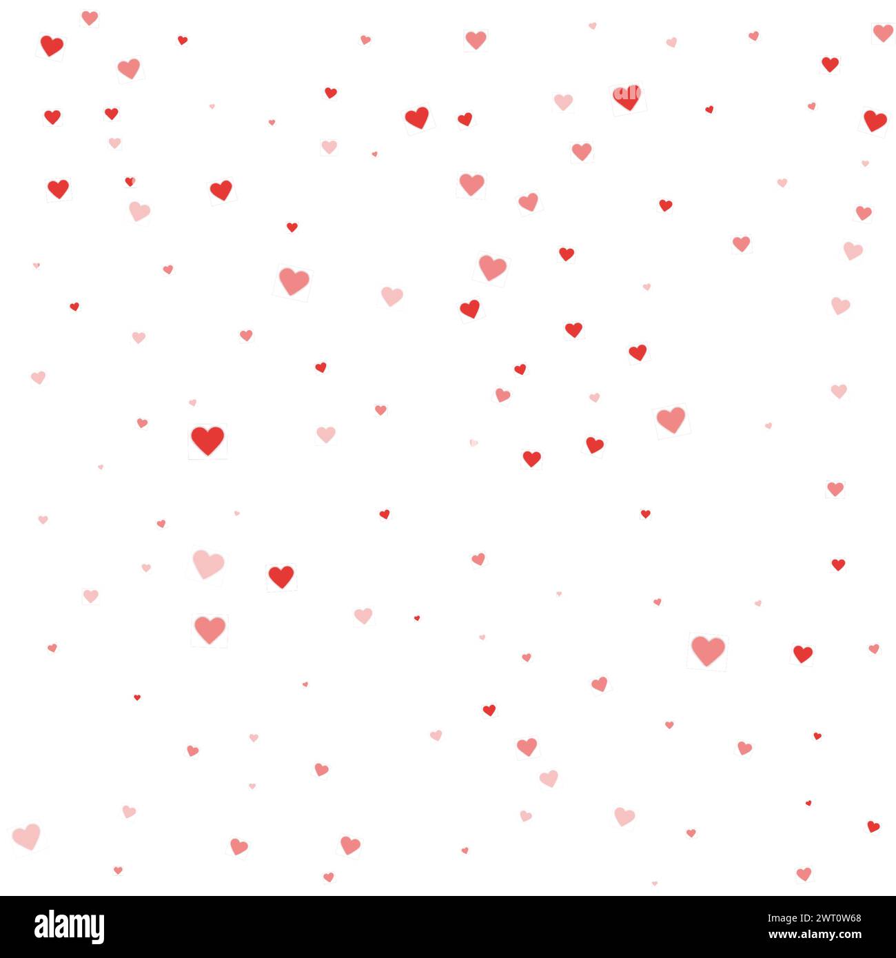 Falling hearts valentine card template. Red hearts scattered on white ...