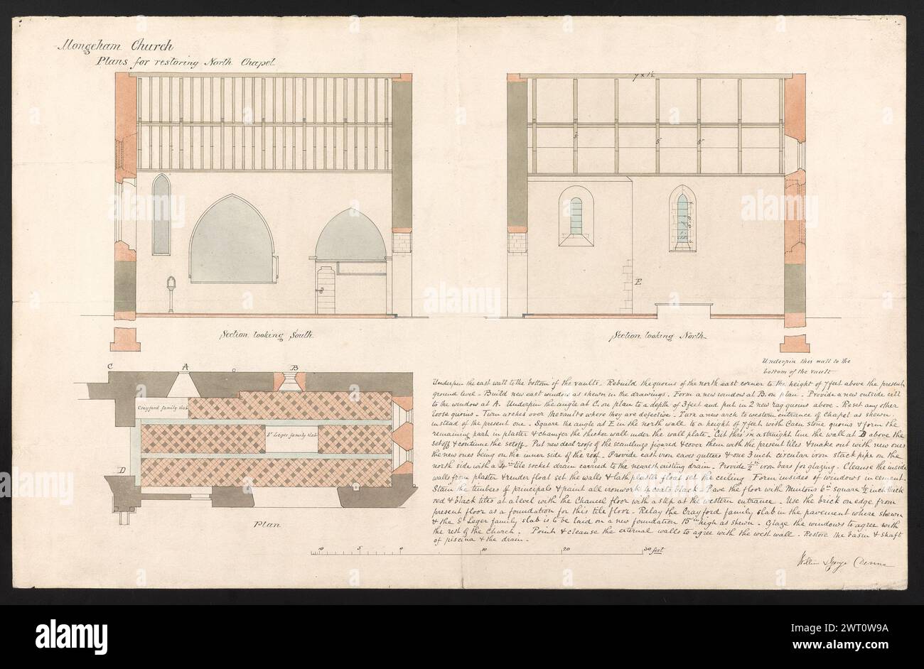 Great Mongeham Church Kent, circa 1844. Butterfield, William circa 1844 ...