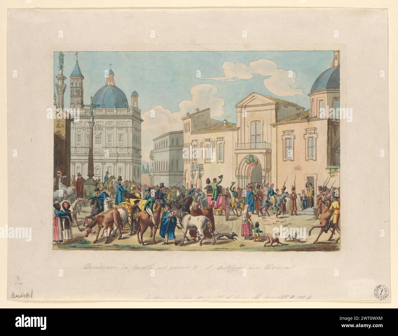 Benedizione de' cavalli, nel giorno di San Antonio in Roma, circa 1820 ...