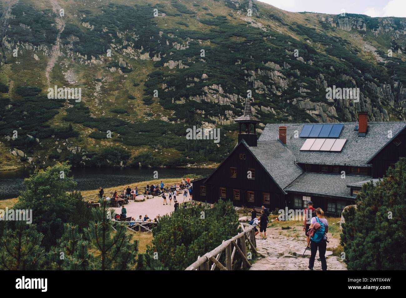 People trekking, exploring Sniezka Mountain, Karkonosze Stock Photo - Alamy