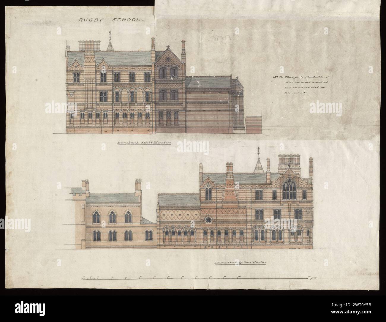 Rugby School Warwickshire, 1878-1879: Proposed buildings and school ...