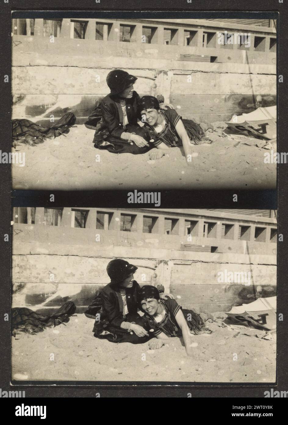 Two Women on Beach, Re-photographed. Louis Fleckenstein, photographer ...