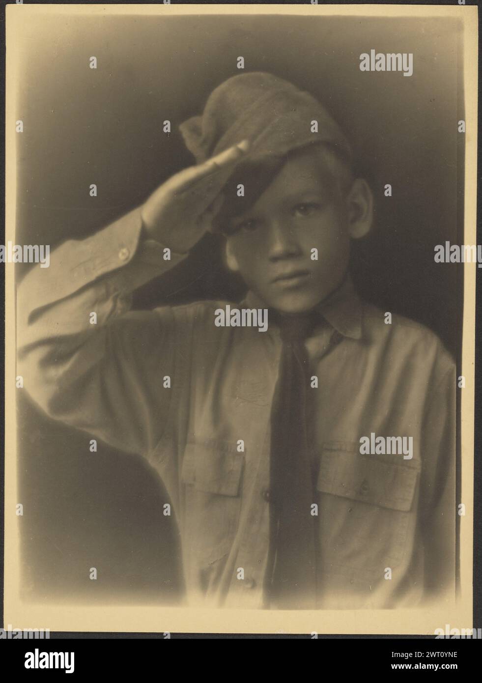 Boy Dressed as Soldier Saluting. Louis Fleckenstein, photographer ...