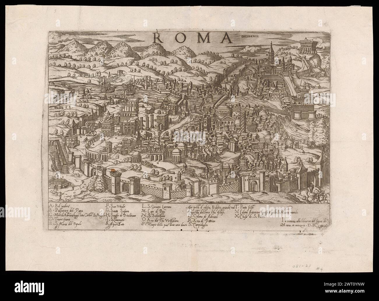 Roma, after 1550. [after 1550] Bird's-eye view of Rome derived from ...