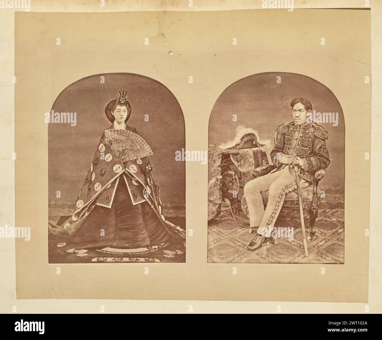 Two portraits: the Empress Haruko and Emperor Meiji. Uchida Kuichi ...