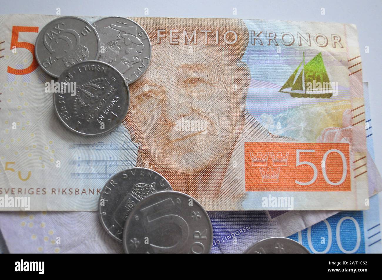 Copenhagen, Denmark /15 March 2024/.Swedish kronors in notes or bill ...