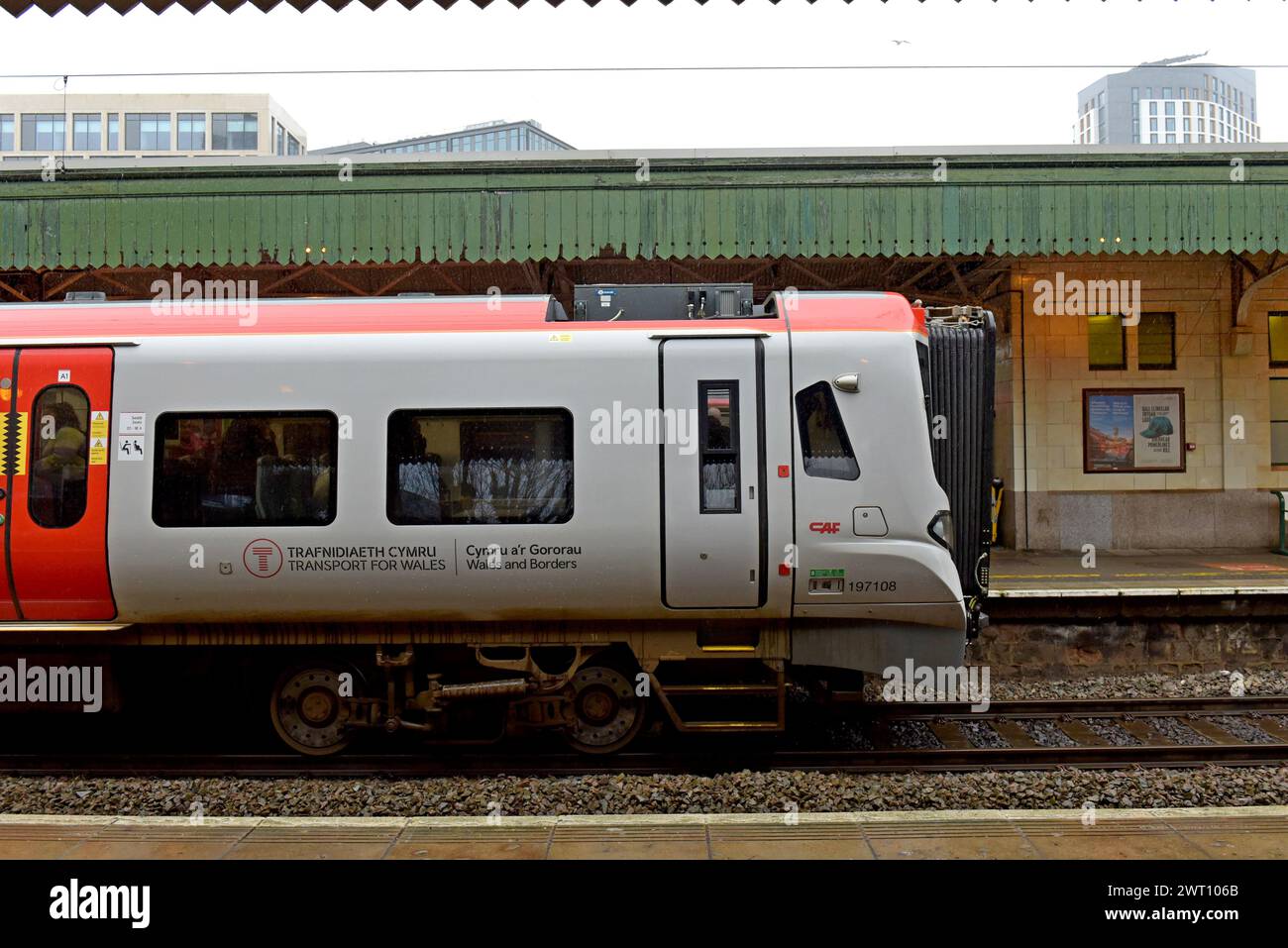 A new Transport For Wales CAF Class 197 DMU train at Cardiff Central ...