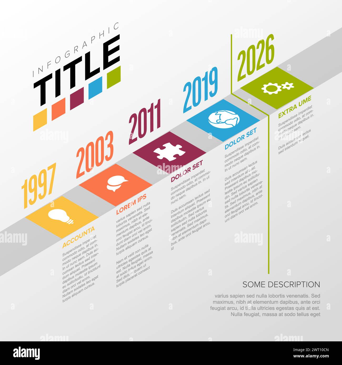 Vector Infographic time line template with icons and big years on the ...