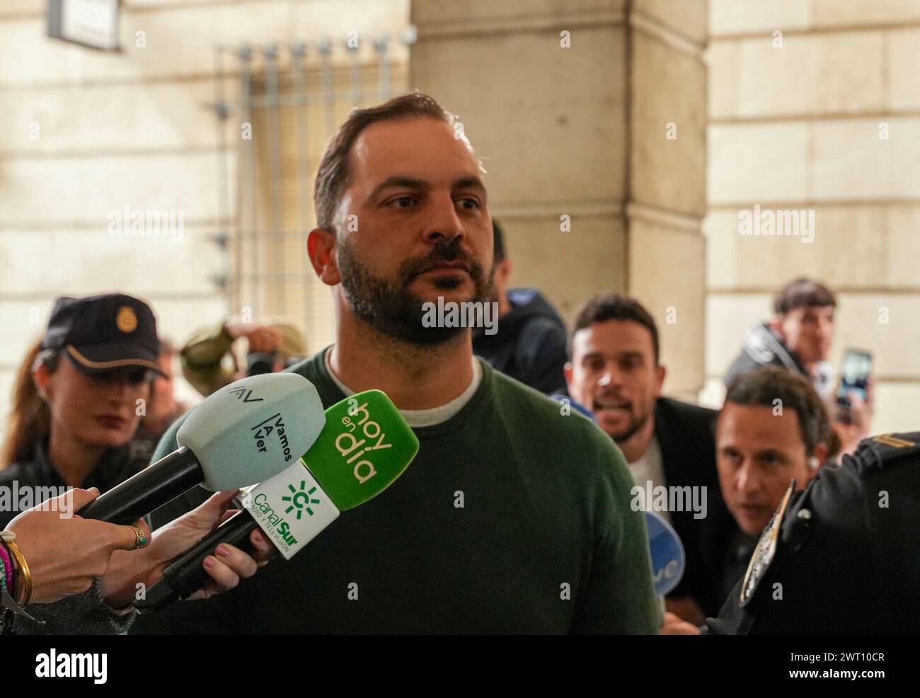 María del Monte's nephew, Antonio Tejado arrives at court to testify ...