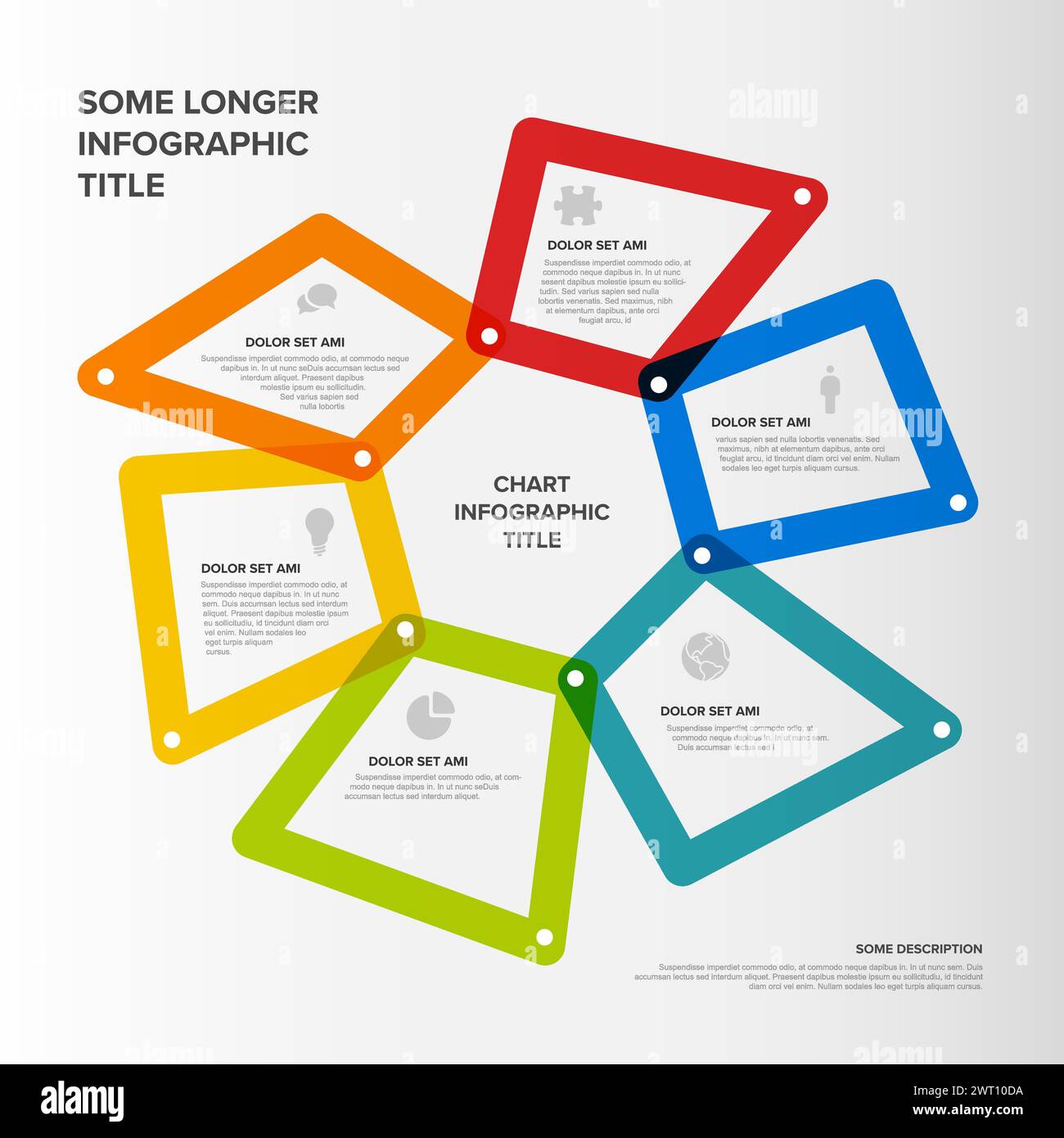 Multipurpose infographic template made of thick line color polygons ...