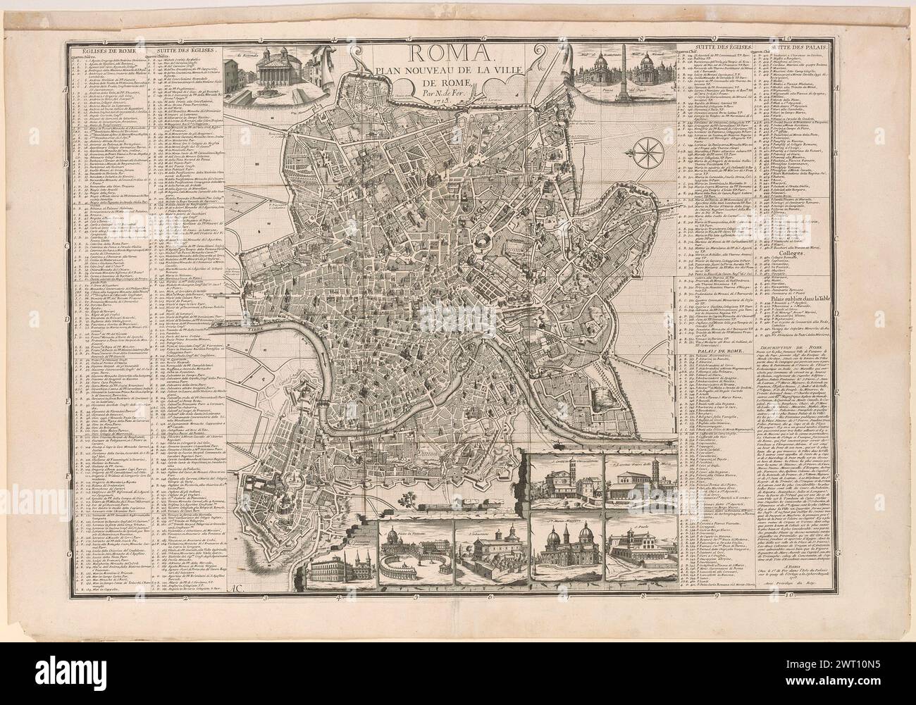 Roma : plan nouveau de la ville de Rome / par N. de Fer, 1713, 1713 ...