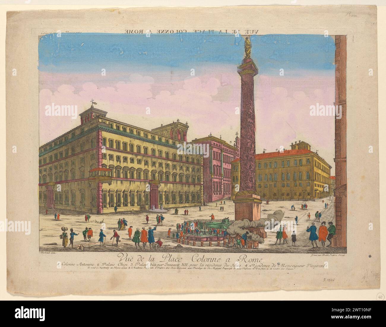 Vuë de la Place Colonne a Rome, undated. Leizelt, Balthasar Friedrich ...