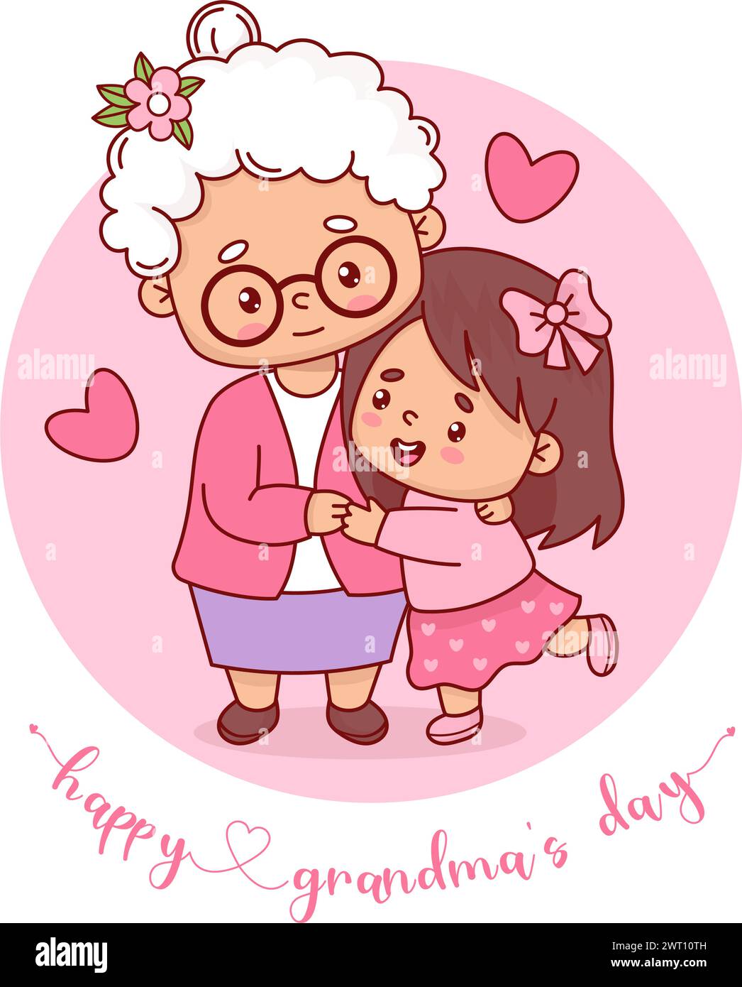 Cute elderly woman grandmother with girl granddaughter. Happy grandma's ...