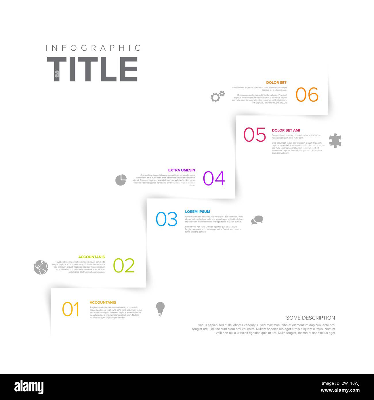 White simple infographic template with steps made of light shadow on ...