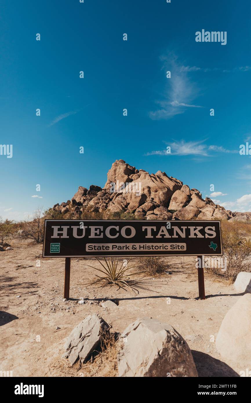 Hueco Tanks State Park and Historical Site Sign Stock Photo - Alamy