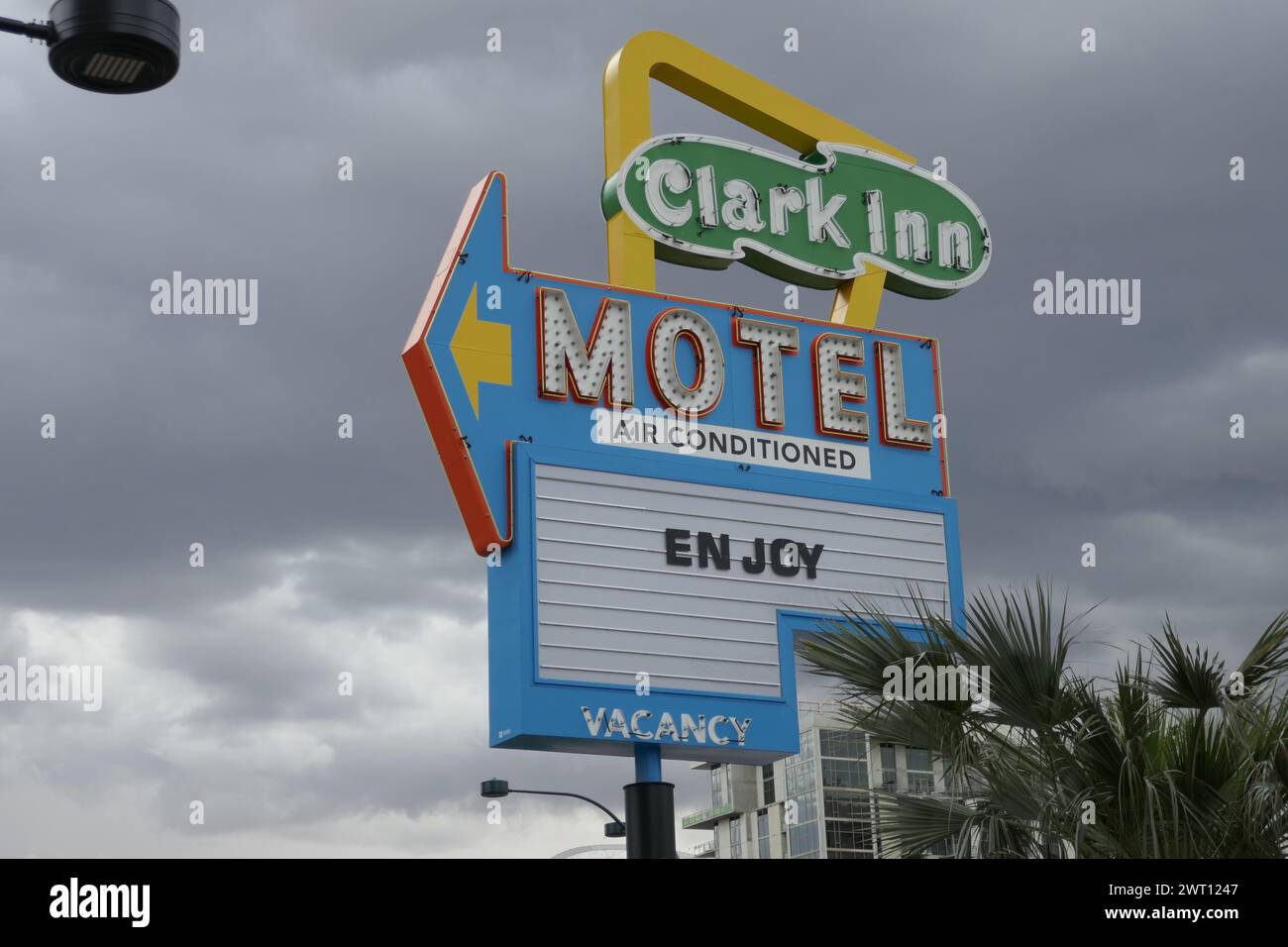 Las Vegas, Nevada, USA 7th March 2024 Clark Inn Motel Enjoy Sign in ...