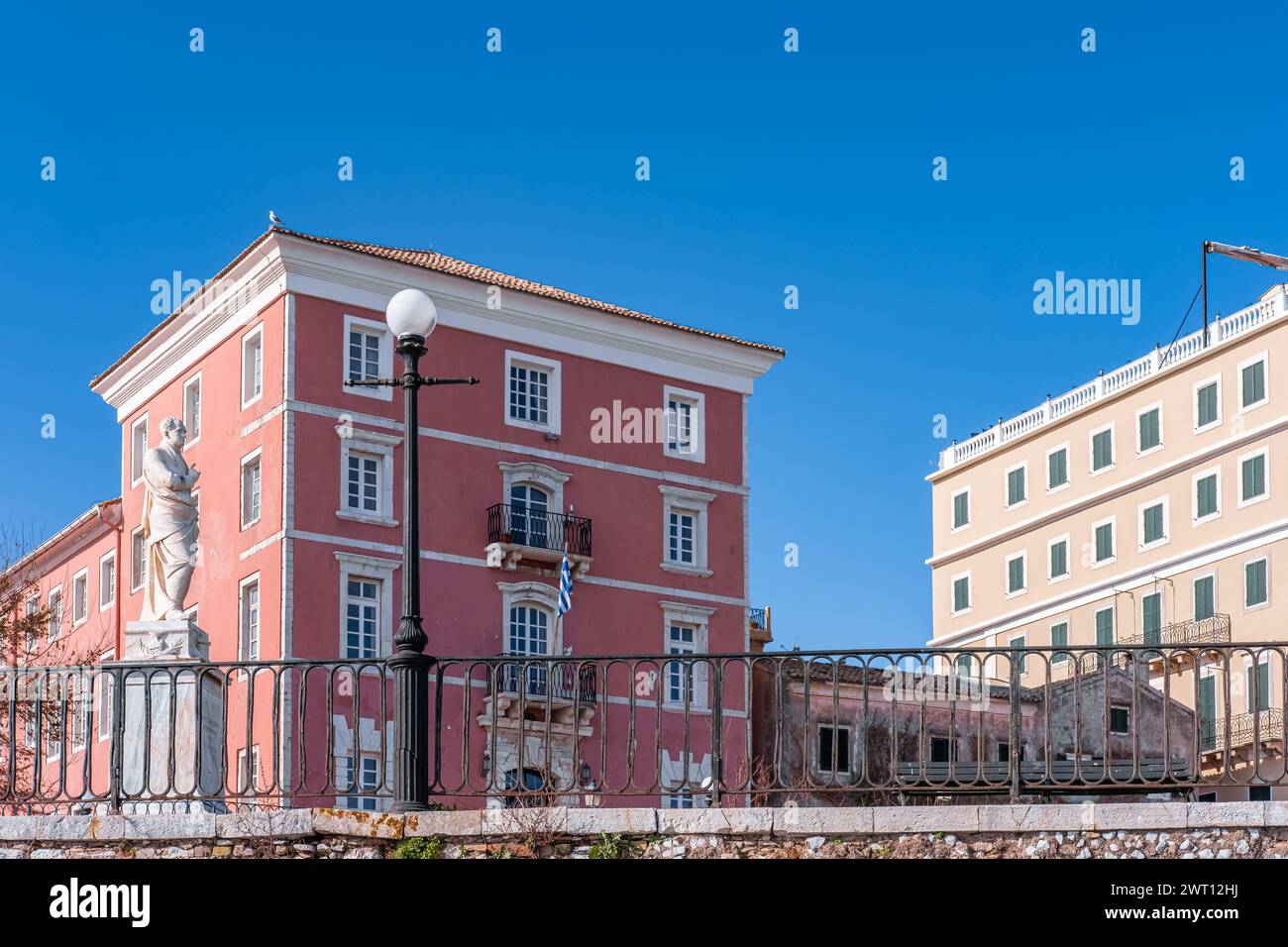 Historic Center of Corfu town. Streets of Corfu city Greece ...