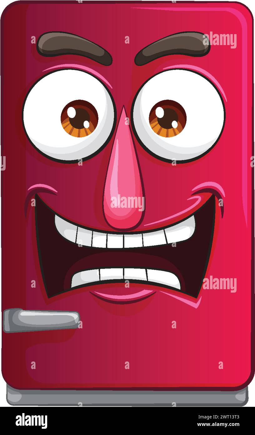 Cartoon illustration of a red angry fridge Stock Vector Image & Art - Alamy