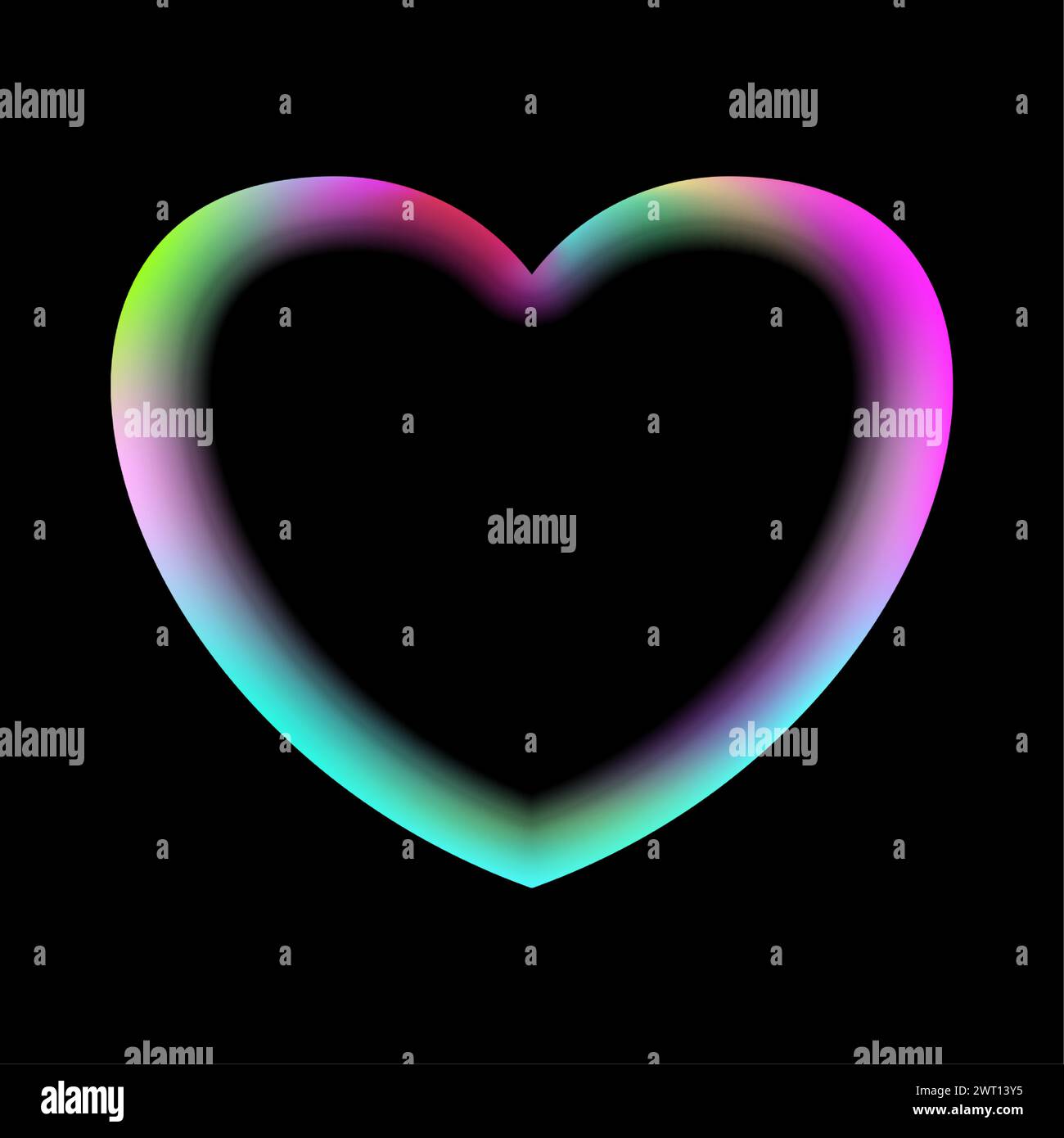 Holographic heart frame. Fluid liquid chrome heart shape Stock Vector ...