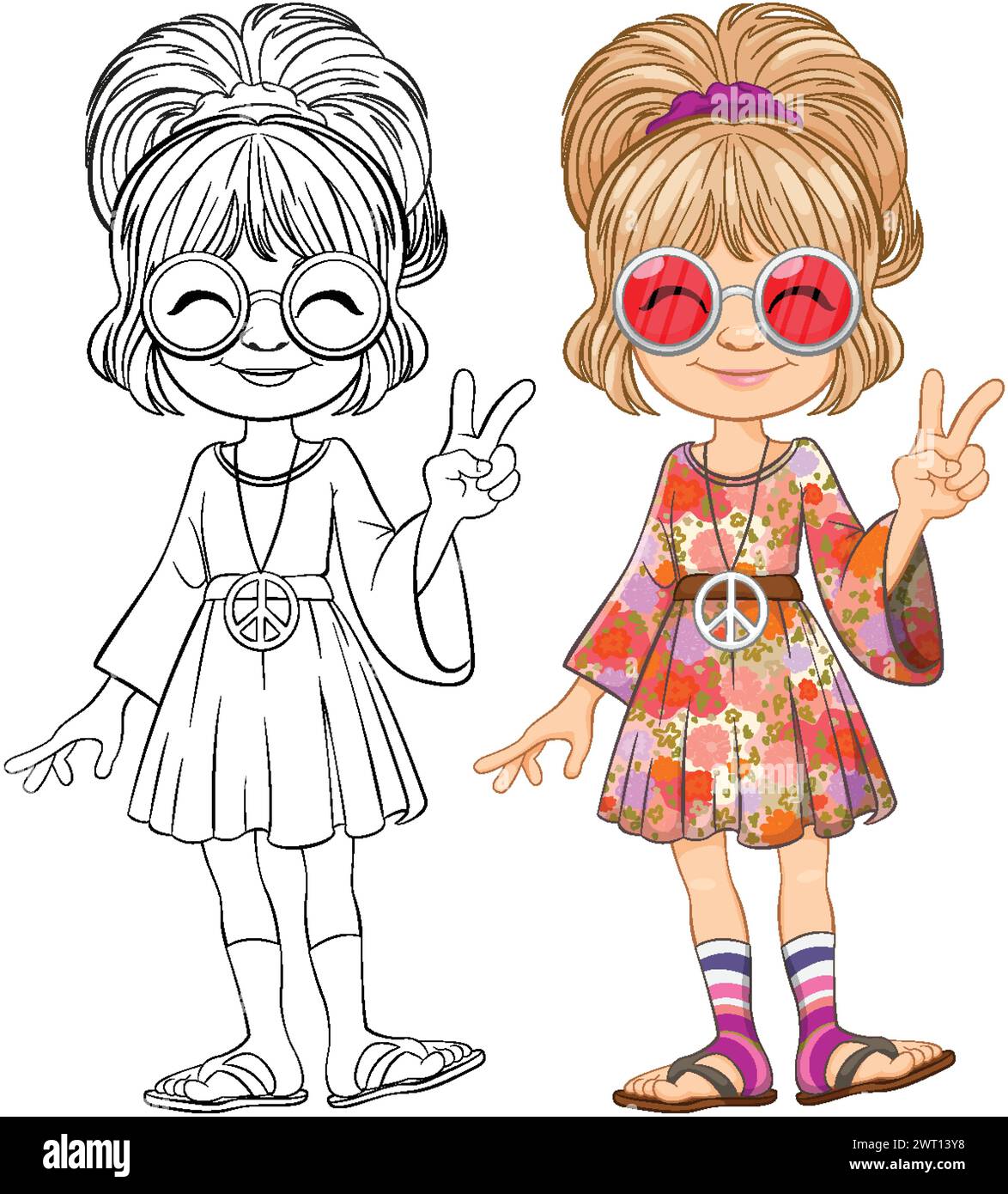 Peace sign in groovy Cut Out Stock Images & Pictures - Alamy