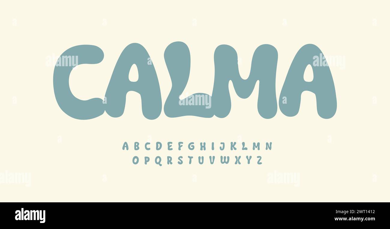 Calm rubber alphabet, serenely sans serif font, zen tranquility meets ...
