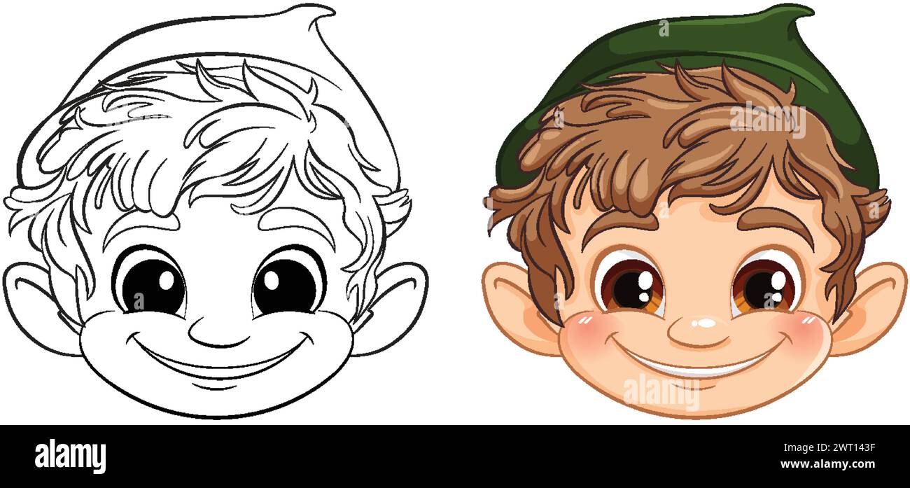Cartoon elf boy with a playful, joyful expression Stock Vector Image ...