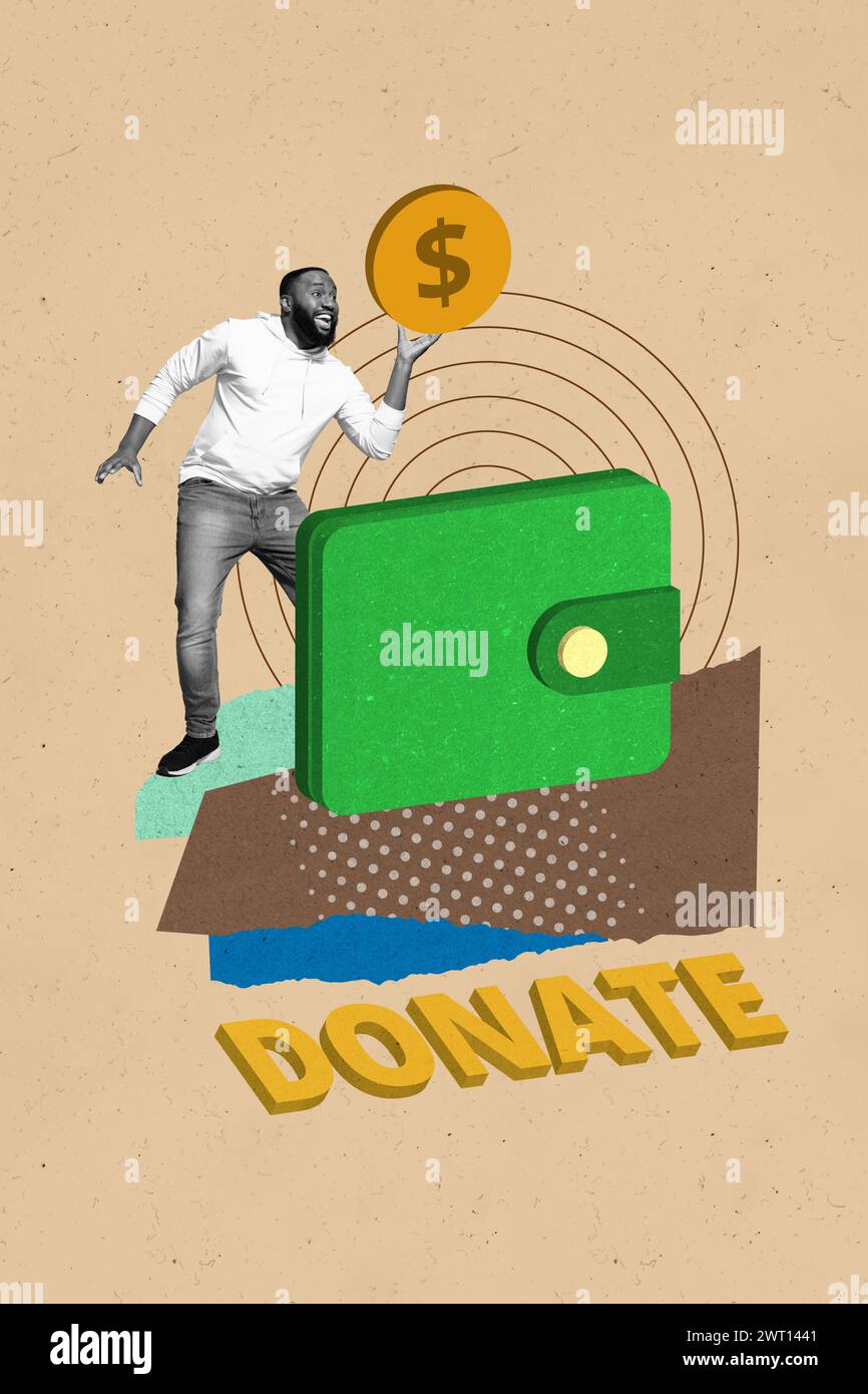 Exclusive picture sketch collage image of smiling excited guy donating ...