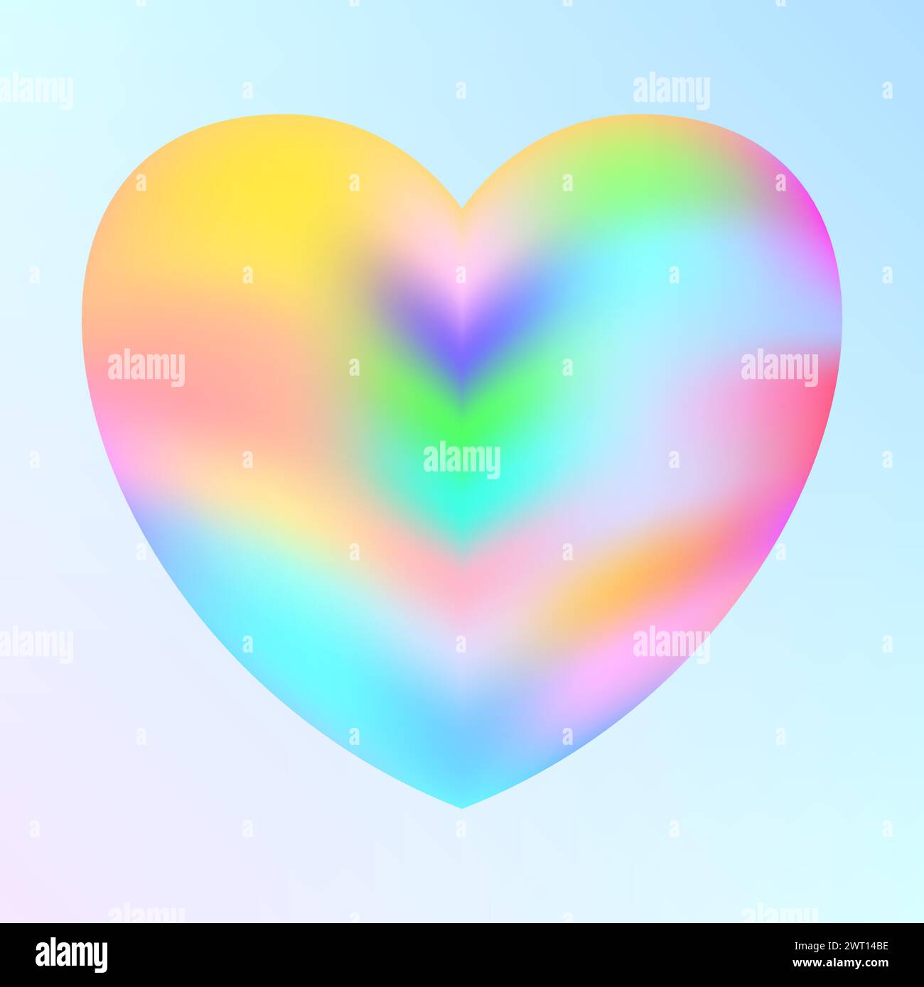 Holographic heart. Fluid liquid chrome heart shape. 3d y2k Stock Vector ...