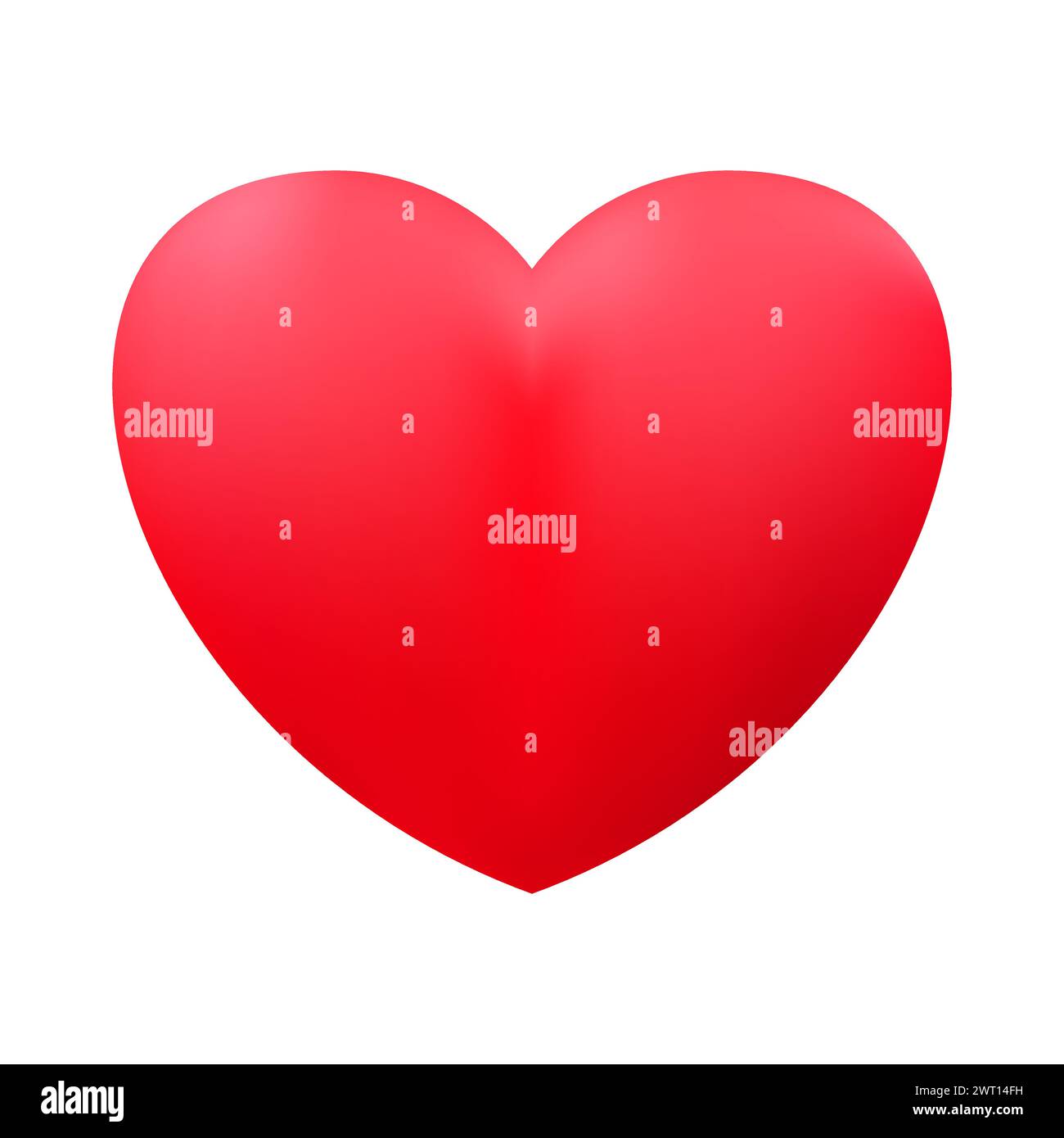Red realistic heart icon on white background. 3d vector illustration ...