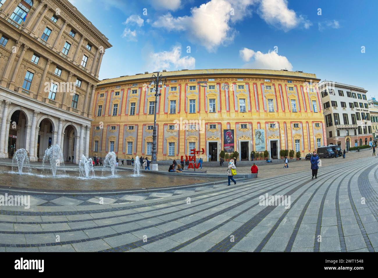 GENOA, ITALY - 20 MARCH, 2021: Piazza Raffaele de Ferrari, the main ...