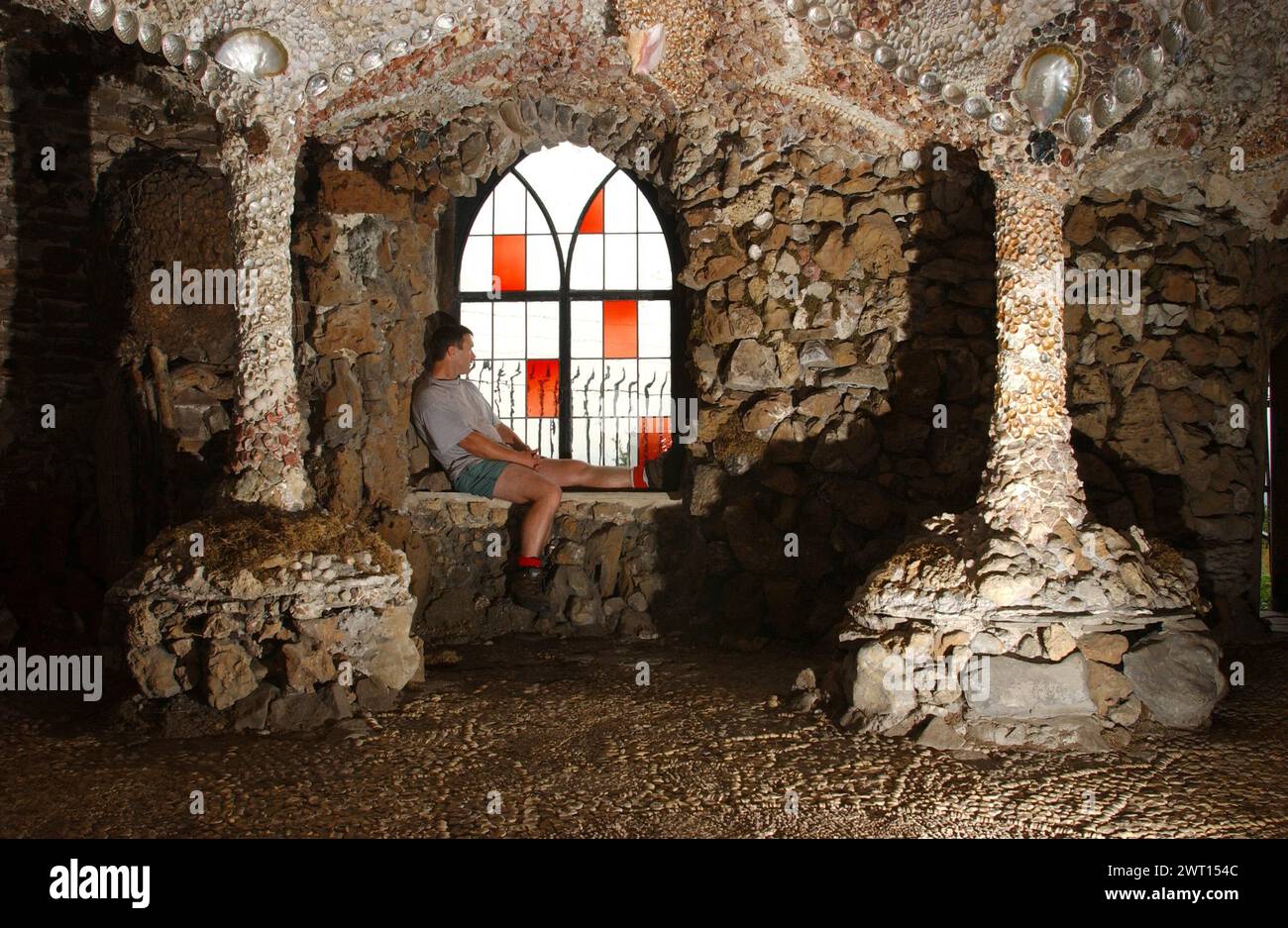 Park Ranger Phil Grimes in the Shell Grotto at Pontypool Park, South ...